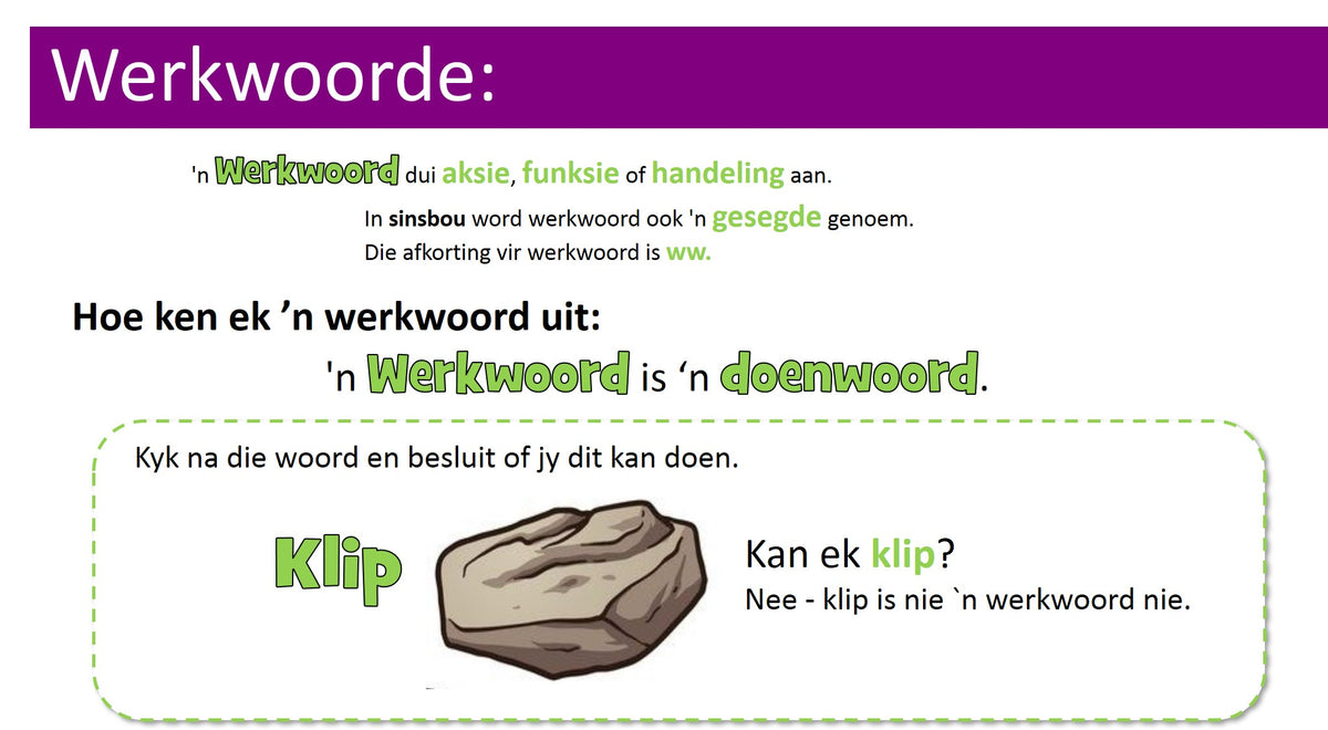 iK Powerpoint Afrikaans Woordsoorte Werkwoorde – iKnowThat